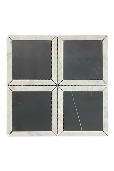 NERO SQUARE + CARRARA BORDER HONED